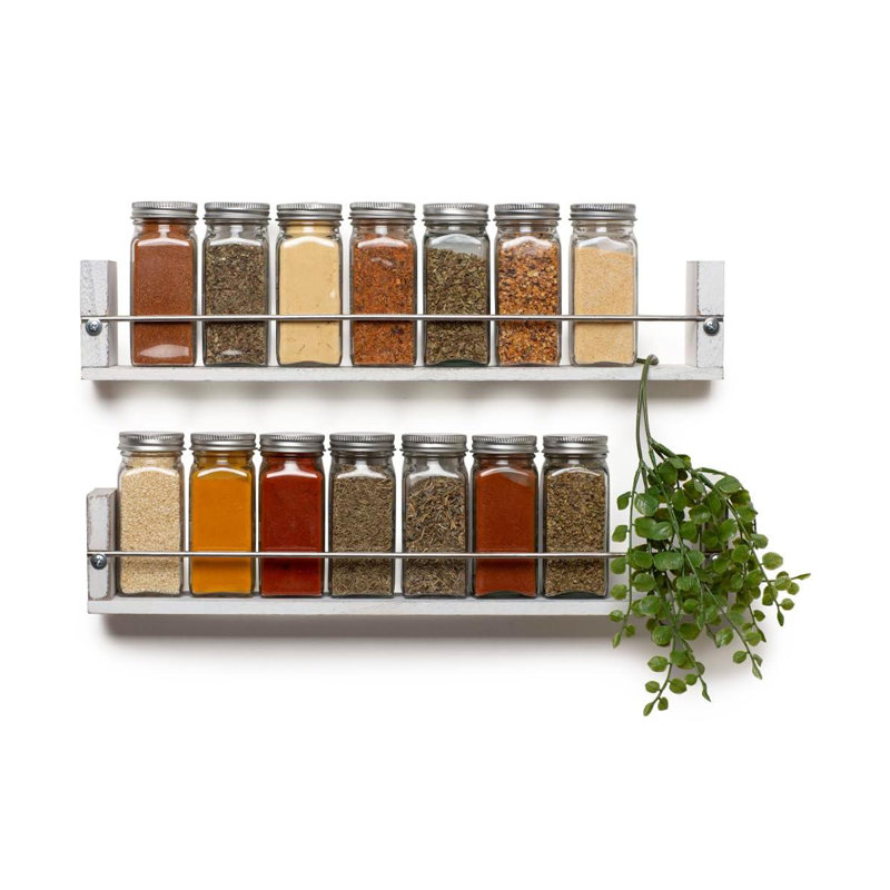 Ophelia & Co. Farmhouse Wall-Mounted Spice Rack with 2 Shelves in ...