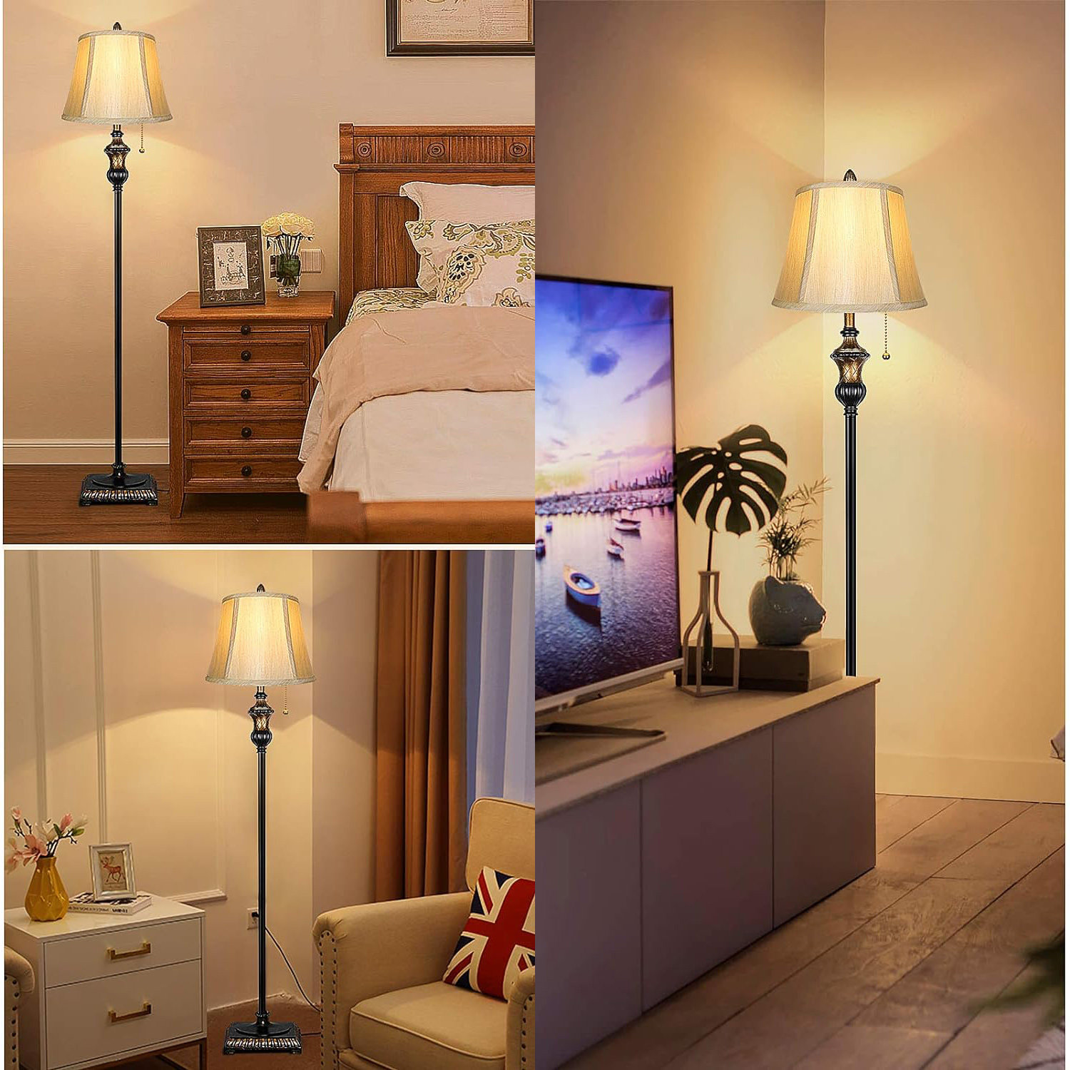 Charlton Home Vintage Elegant Tall Pole Lamp For Living Room Bedroom ...
