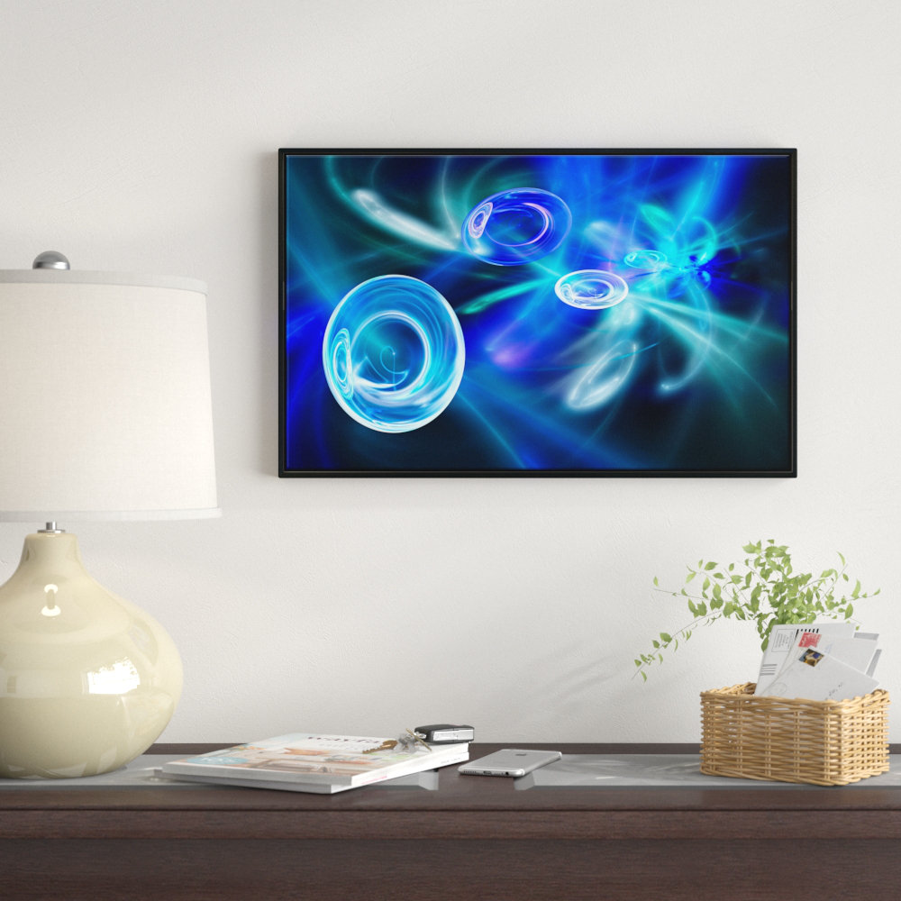 East Urban Home 'Blue Fractal Desktop' Framed Graphic Art Print on ...