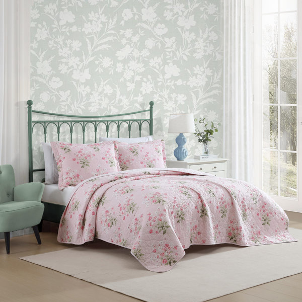 Laura Ashley Veronicas Bouquet Cotton Reversible Pink Quilt Set ...