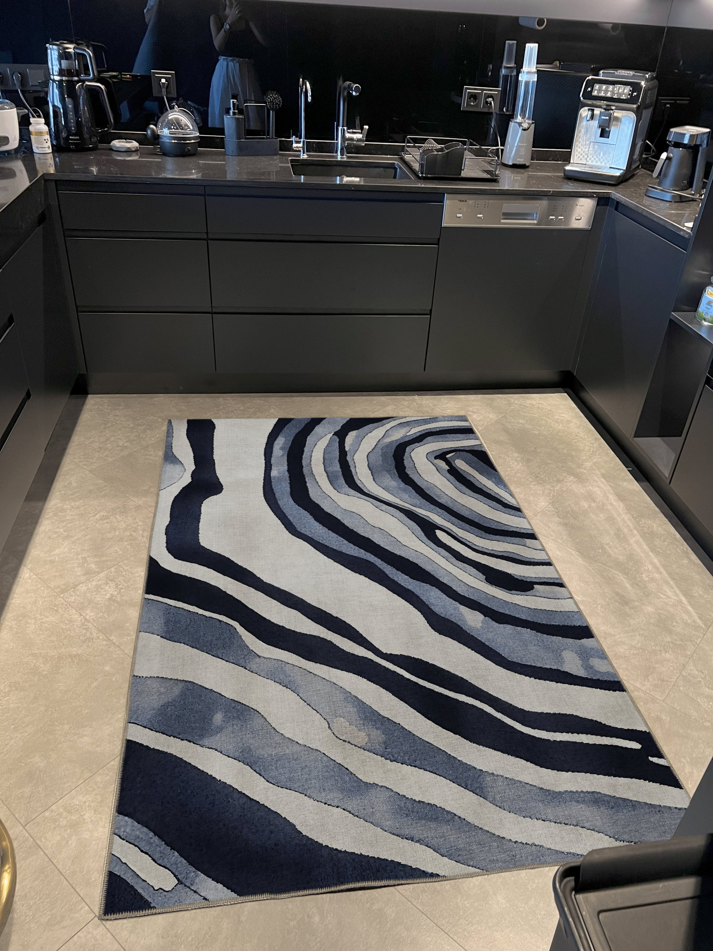 Orren Ellis Blue-Beige Themed Abstract Spiral Patterned Creative Modern ...