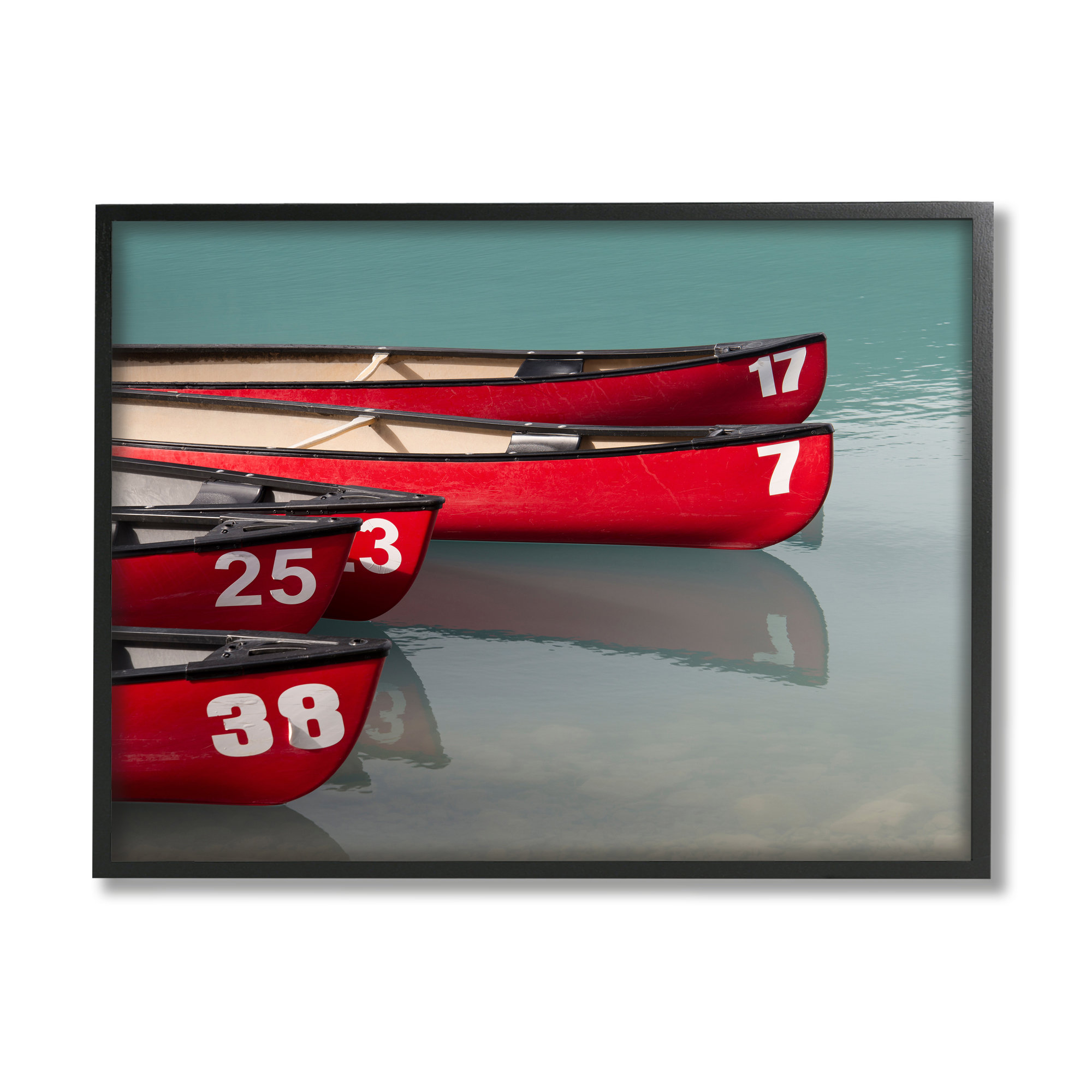 Stupell Industries Red Canoes Summertime Lake Giclee Art By Lynann ...
