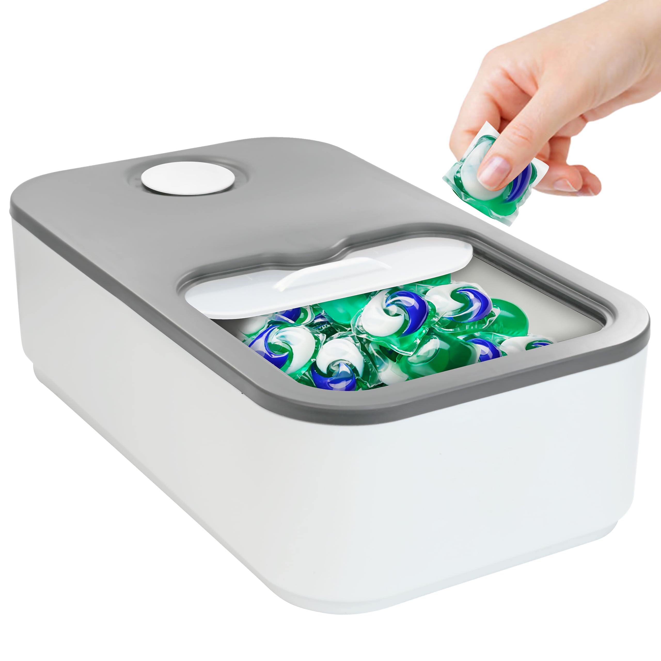 Rainbow Home Laundry Pods Container With Slide Lid(White), Holds 11 ...