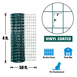 Fencer Wire Vinyl Coated 16 Gauge Welded Fence Wire Roll, Mesh Size 2 ...