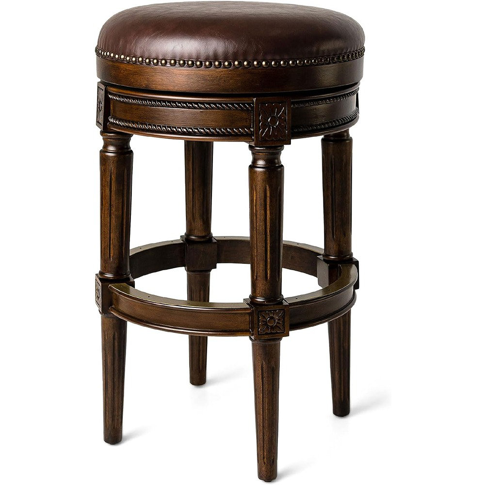 Maven Lane Pullman Backless Bar Stool with Vegan Leather Upholstery ...