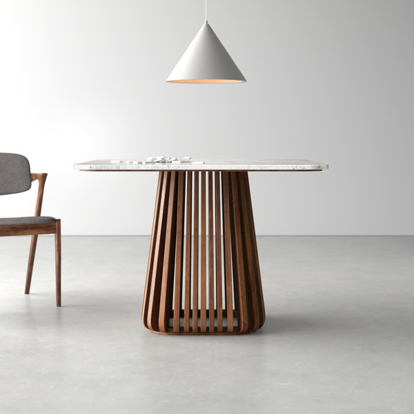 AllModern Kendall Solid Wood & Marble Square Dining Table & Reviews ...
