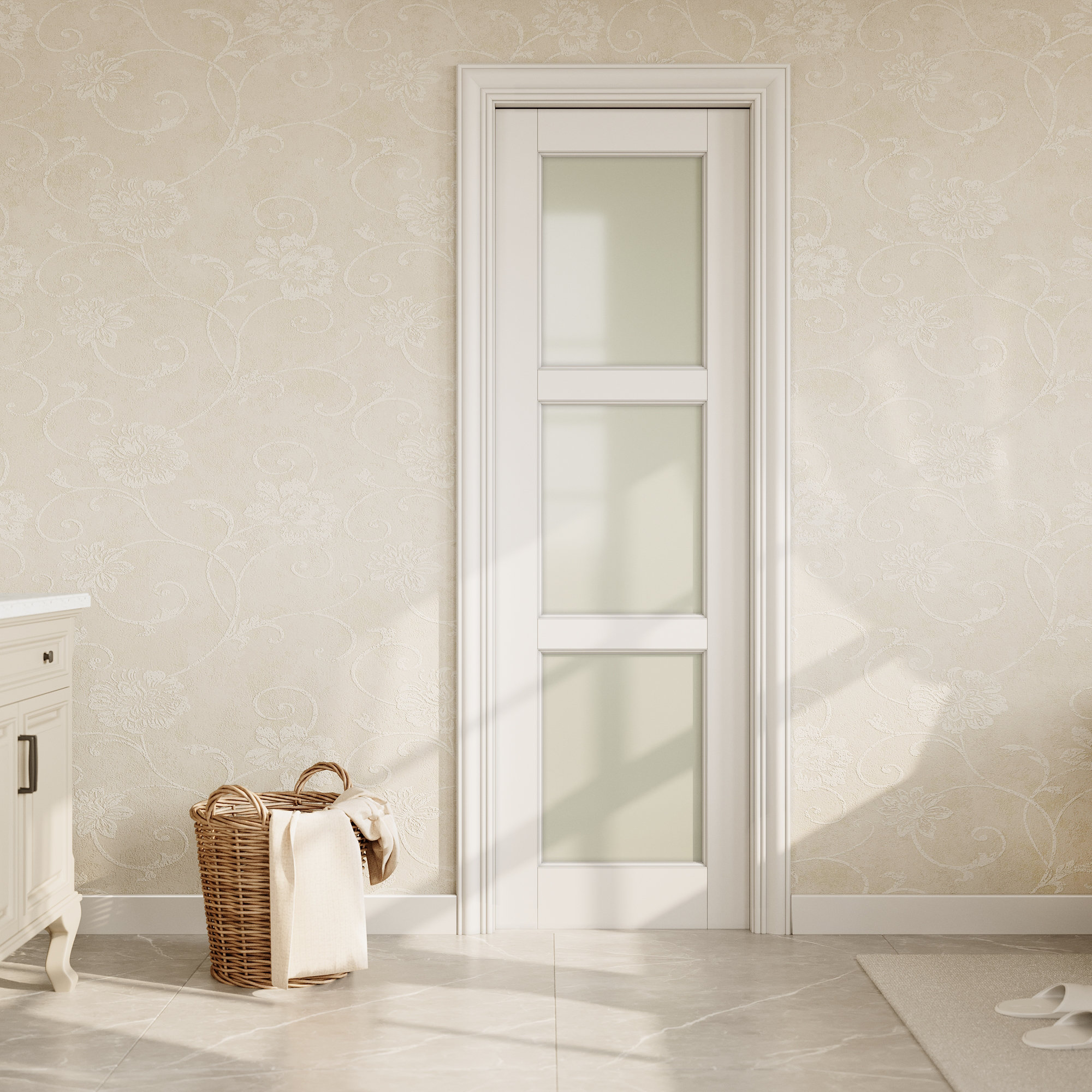 Home Worthy 3-Lite Frosted Pocket Door Pine Solid Core Sliding Pocket ...