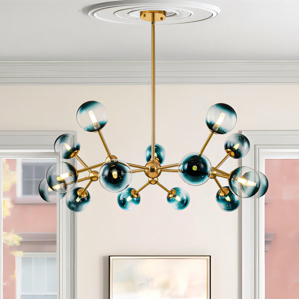 Wade Logan® Burness 15 - Light Dimmable Sputnik Glass Bubble Modern ...