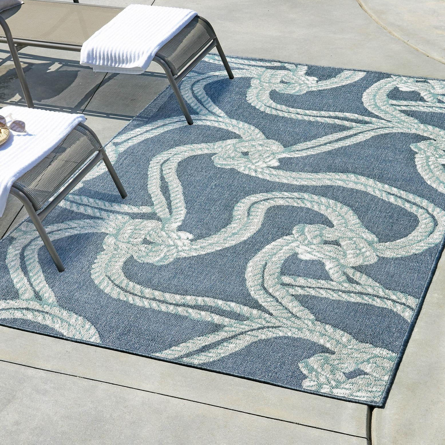 Breakwater Bay Bertram Navy Indoor / Outdoor Area Rug "& Reviews" | Wayfair