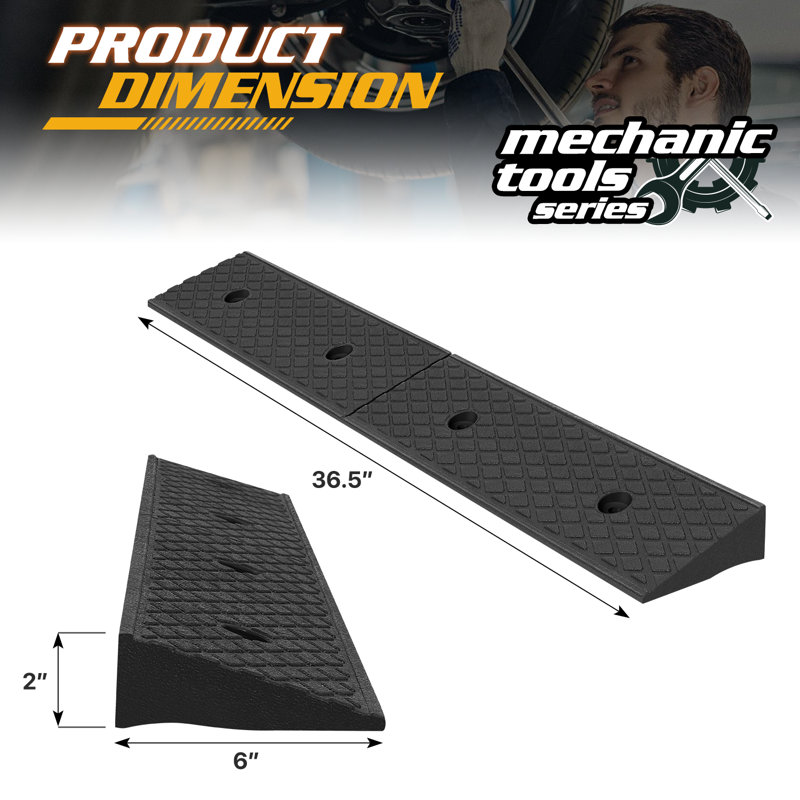 Magshion Set Of 2 Rubber Curb Ramps Rise Heavy-Duty Threshold Driveway ...
