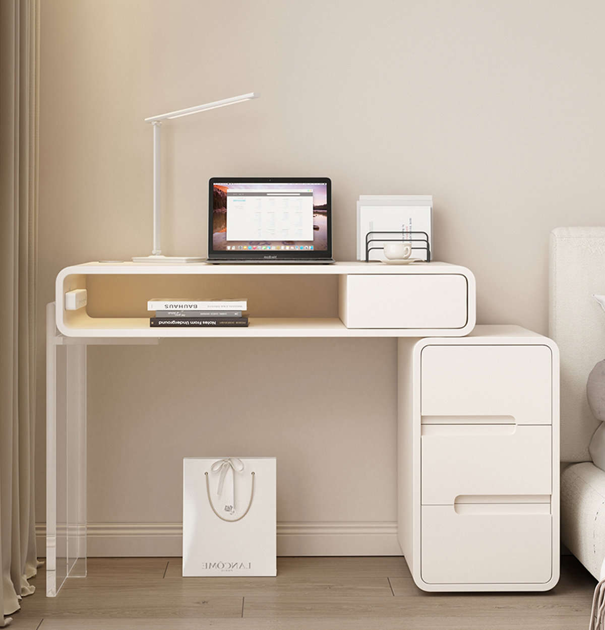 Hokku Designs Minimalist Desk: Integrated Drawer Storage | Wayfair