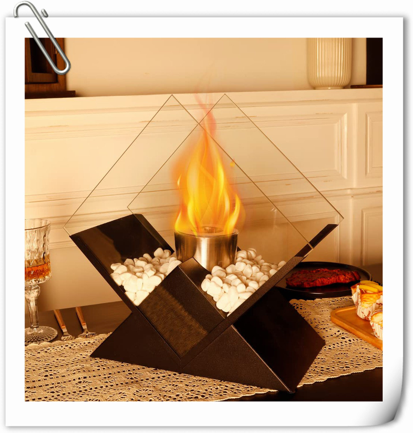 GLOBAL GIRLS LLC Tabletop Fire Tabletop Fireplace with Flame Guard ...
