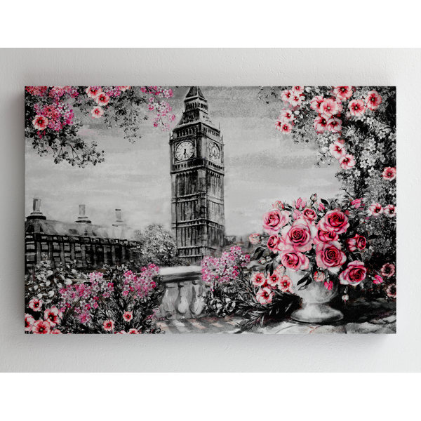Simply Big Ben Pink Roses - No Frame Print on Canvas | Wayfair.co.uk