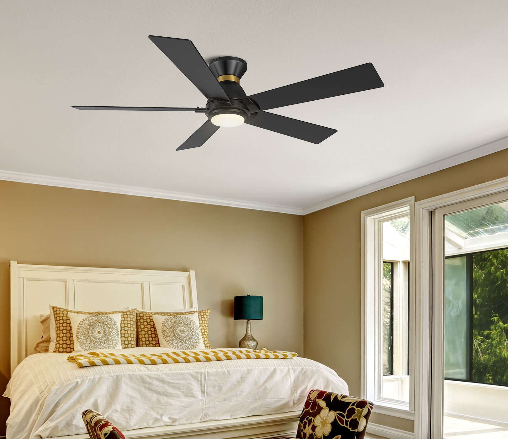 Ivy Bronx 52" Georgann 5 - Blade LED Smart Flush Mount Ceiling Fan with ...