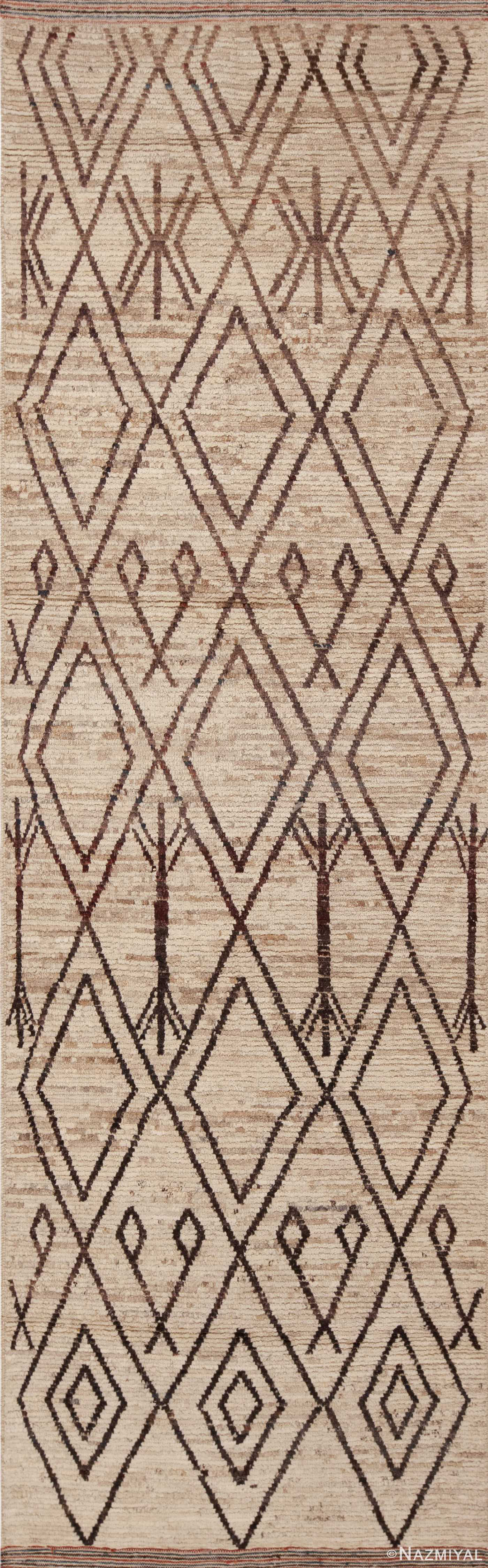 Nazmiyal Collection One-of-a-Kind Cream Background Brown Tribal ...