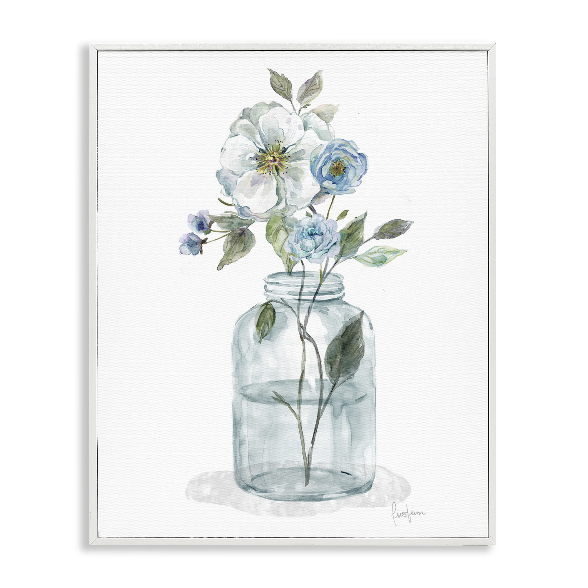 Ophelia & Co. Soft Blue & White Flowers Framed Giclee Art by Livi Finn ...