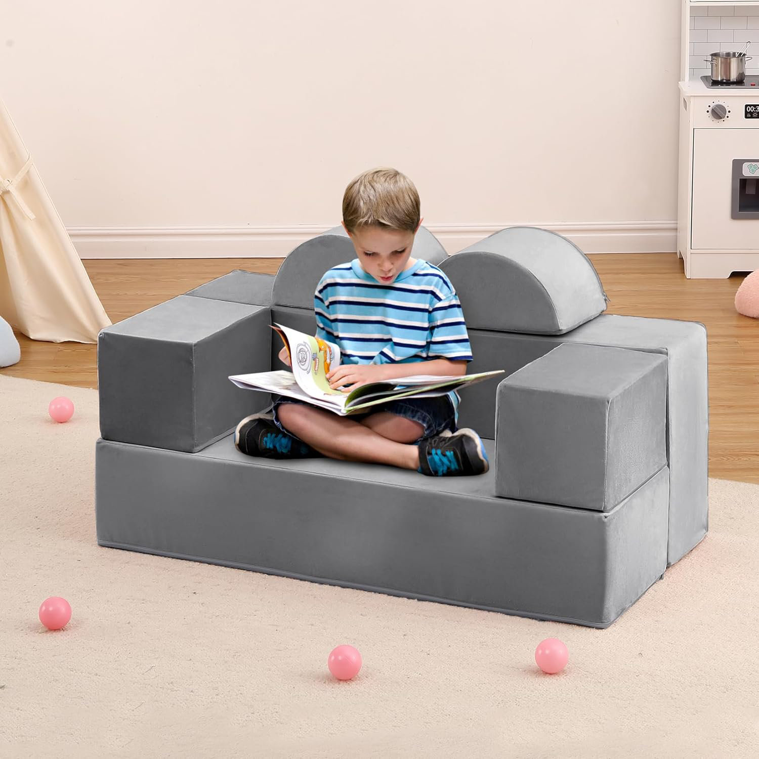 George Oliver 6Pcs Modular Kids Play Sofa for Playroom Bedroom, Kids ...