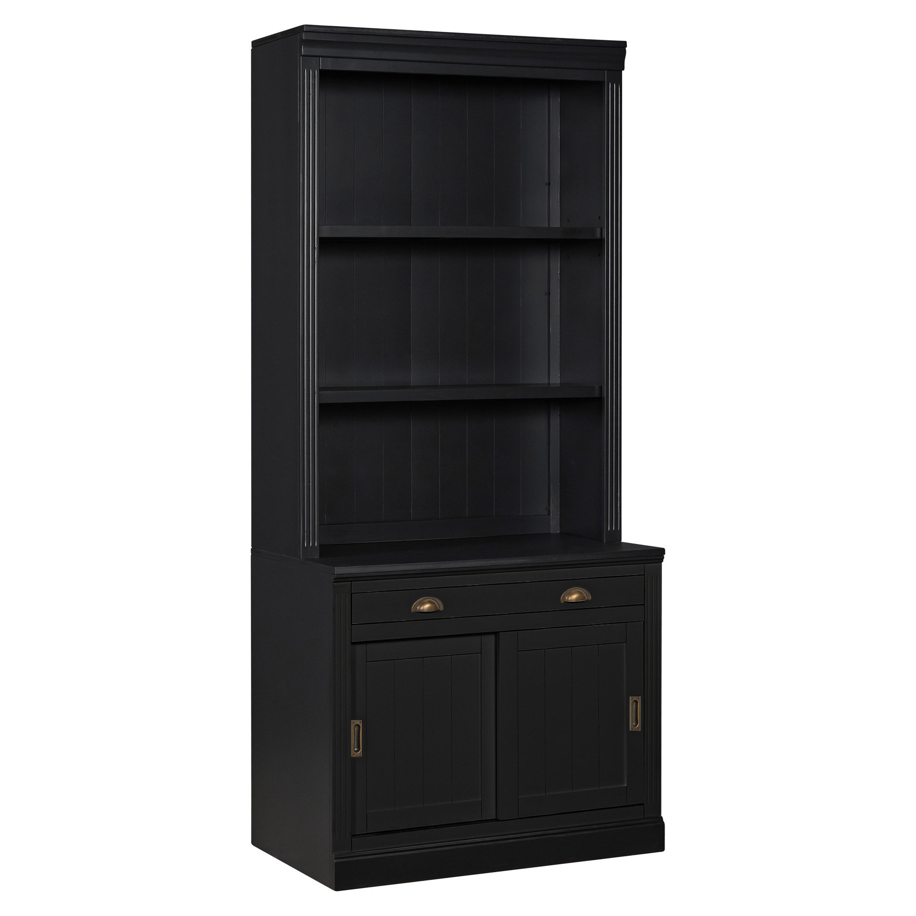 Latitude Run® 83.4"Tall Black Rectangle Modern Bookcase With Smooth ...