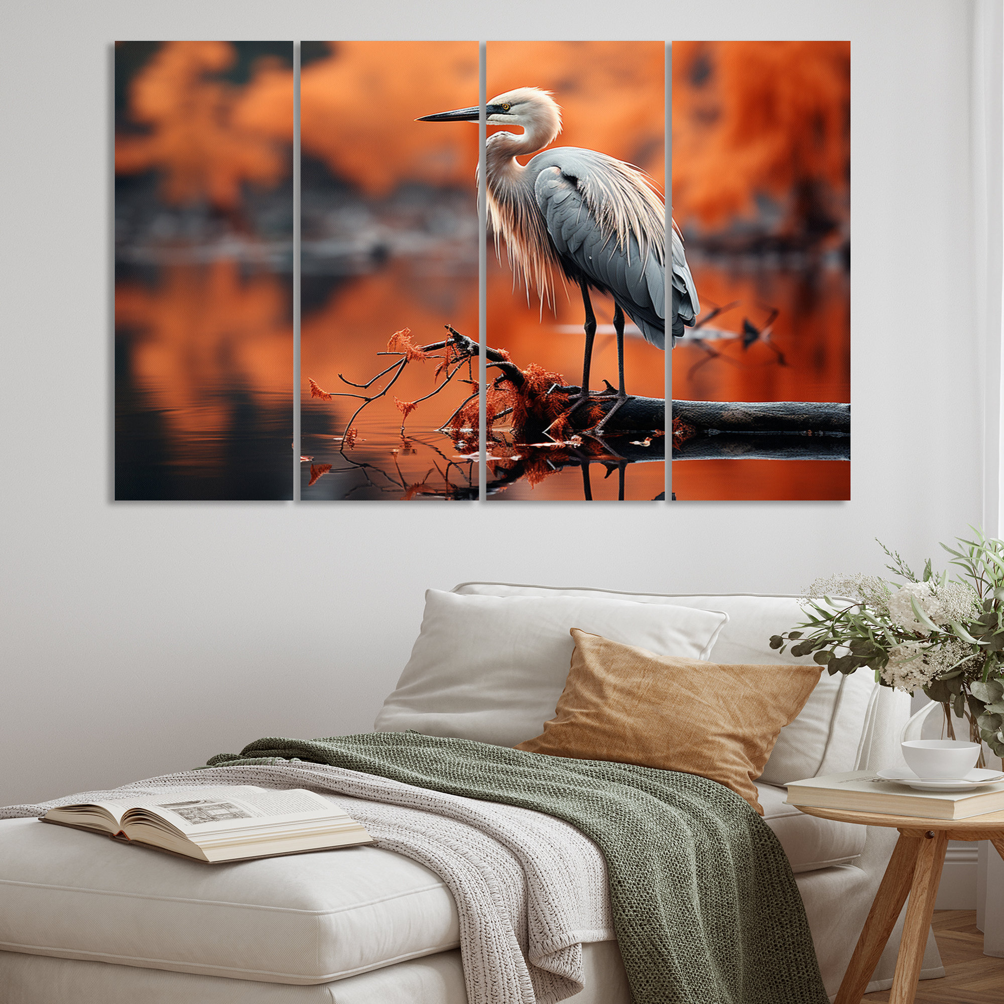 Dovecove Grey Red Heron Solitude - Animals Metal Wall Art Prints Set ...