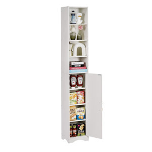 Latitude Run® 71" Tall Narrow Bookcase With Doors Storage, Minimalist ...