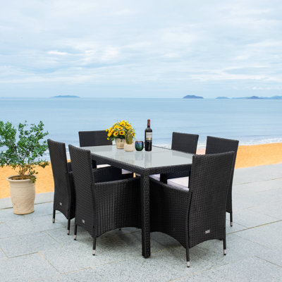 rectangular rattan dining set