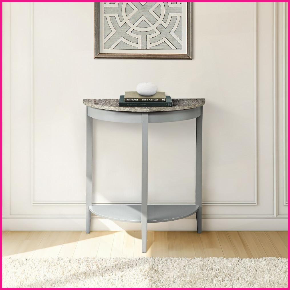 Latitude Run® Natural Oak & Gray Half-Moon Coffee Table for Entryway ...