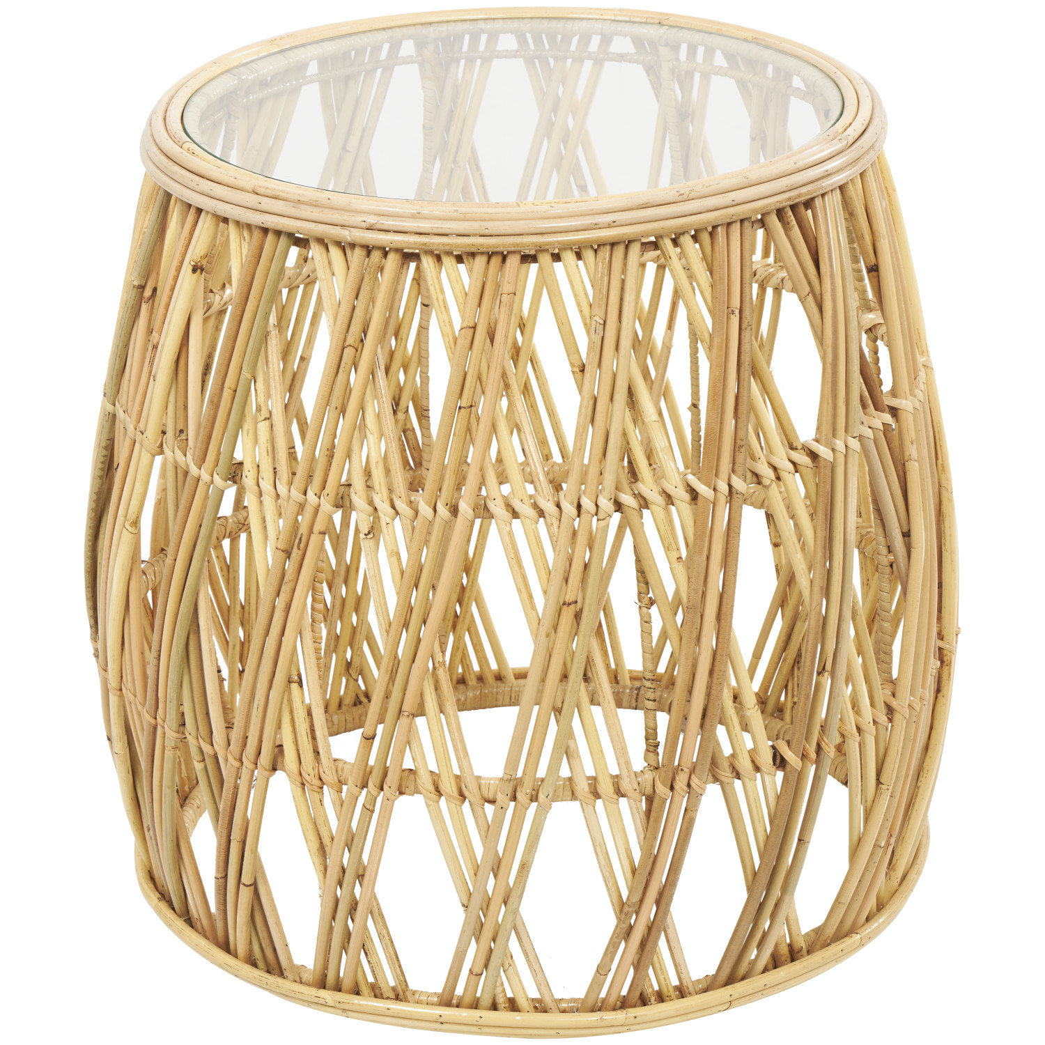 Bayou Breeze Annesophie Rattan Handmade Woven Geometric Side End Brown ...