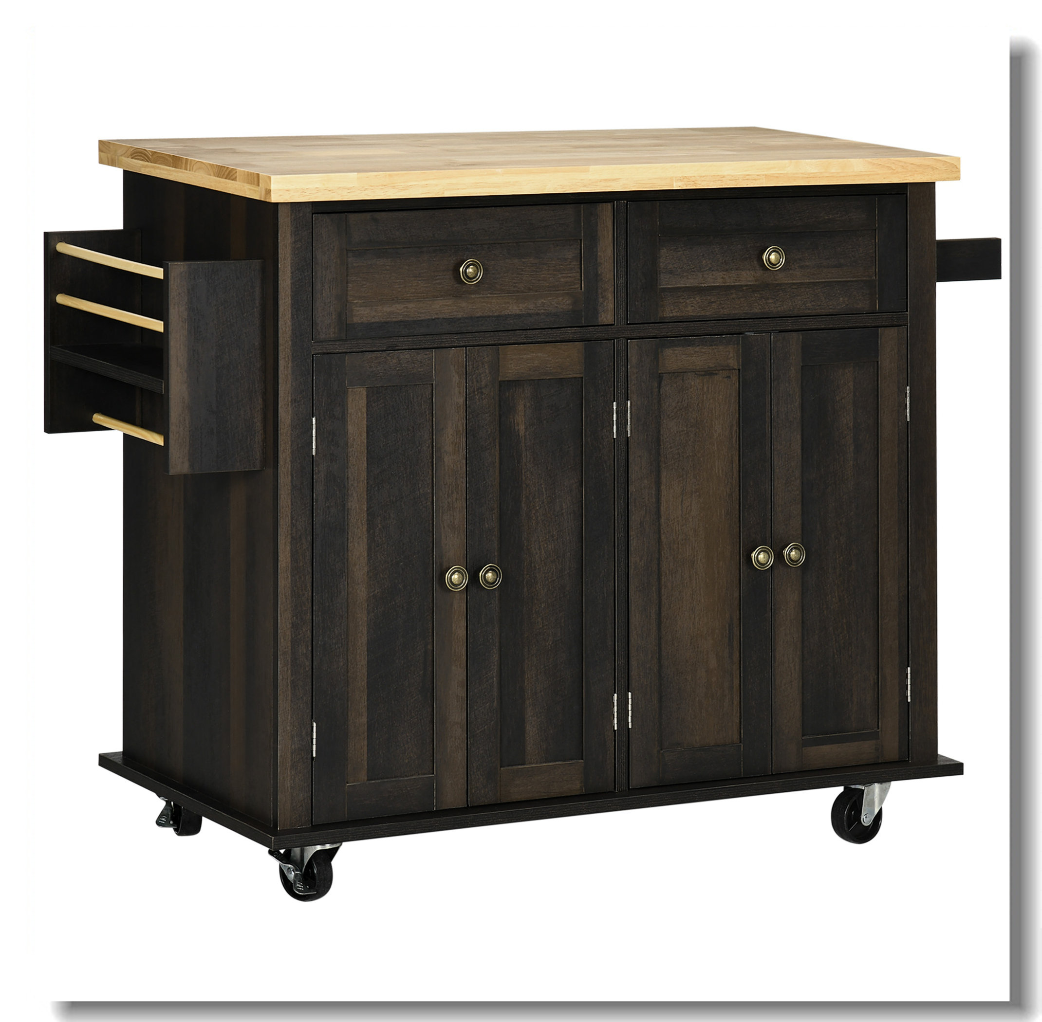 Gracie Oaks Modern Rolling Kitchen Island Cart With Spice Rack | Wayfair