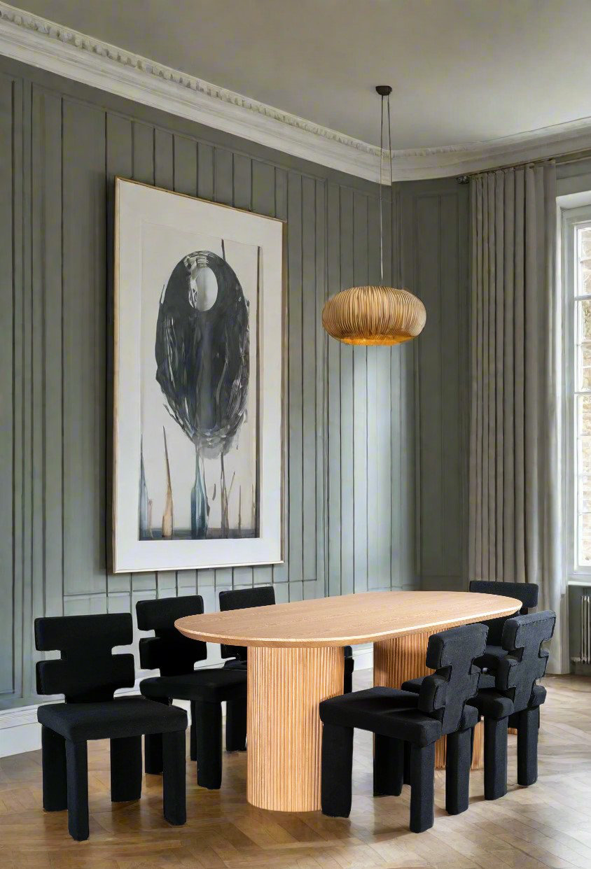 Hokku Designs Balmain 7-Piece Fluted Oval Dining Table Set with 6 ...