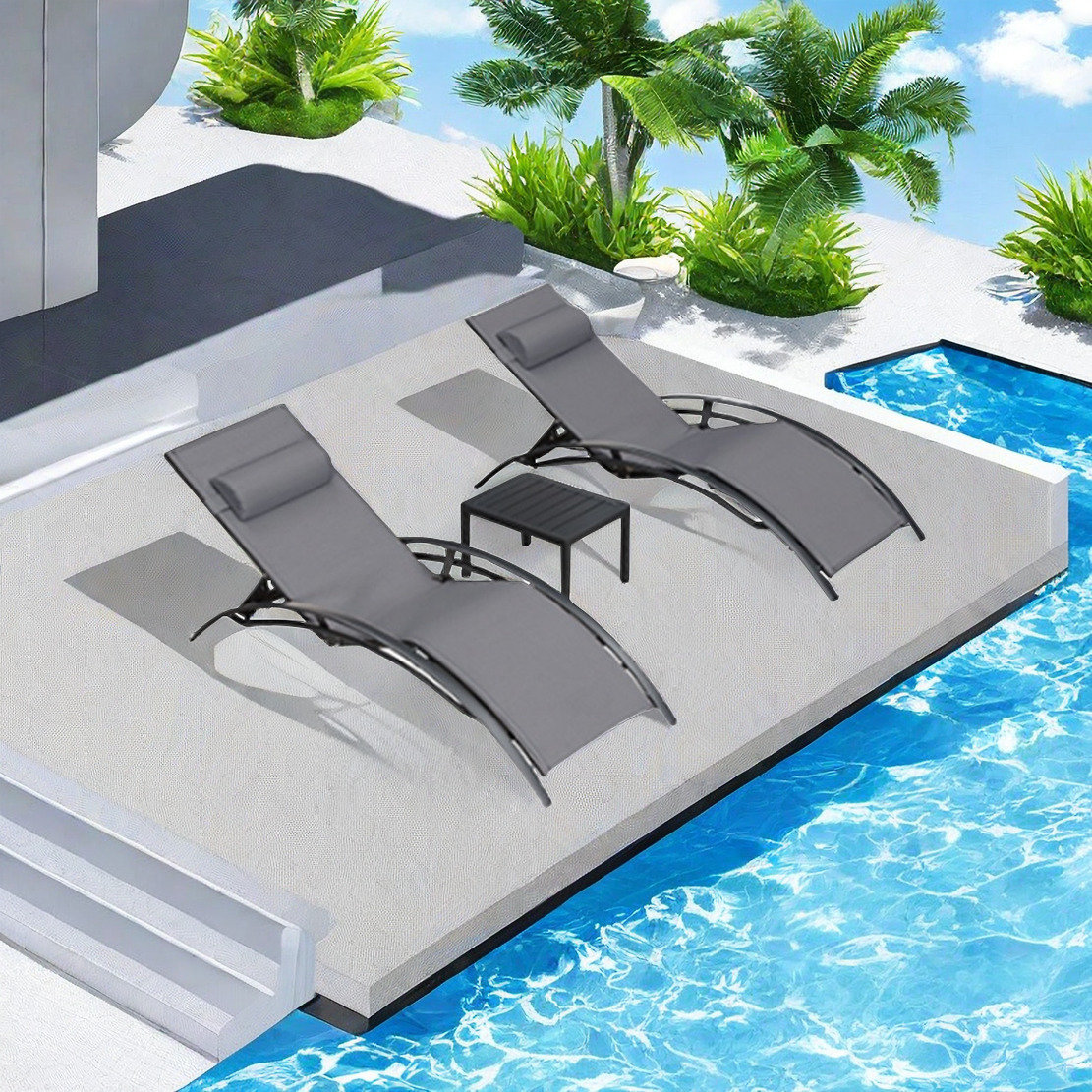 Elegance Furnishings Outdoor Aluminium Alloy Chaise Lounge | Wayfair