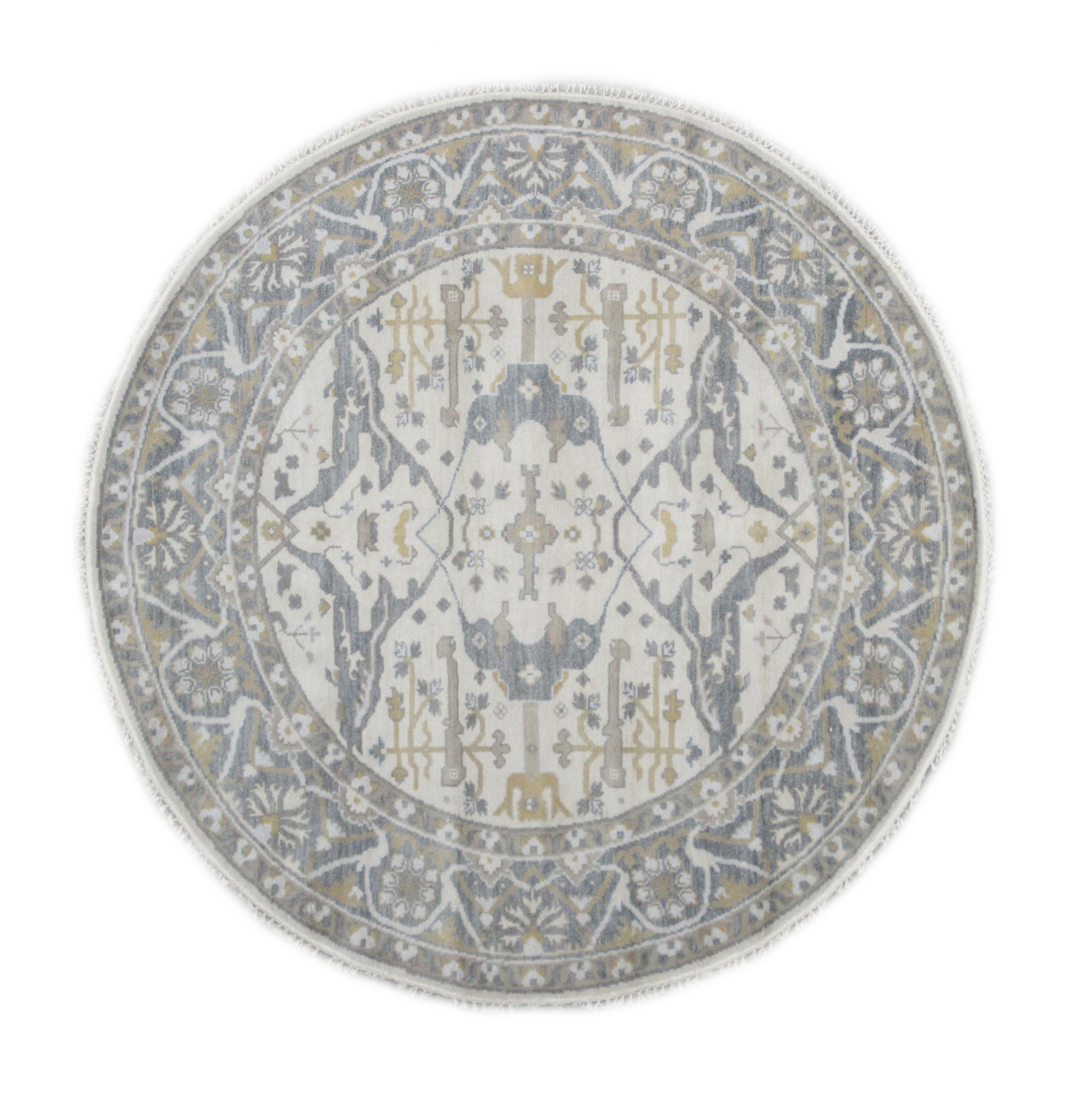 Kalili Rugs 8X8 Round Oushak Hand-Knotted Rug | Wayfair