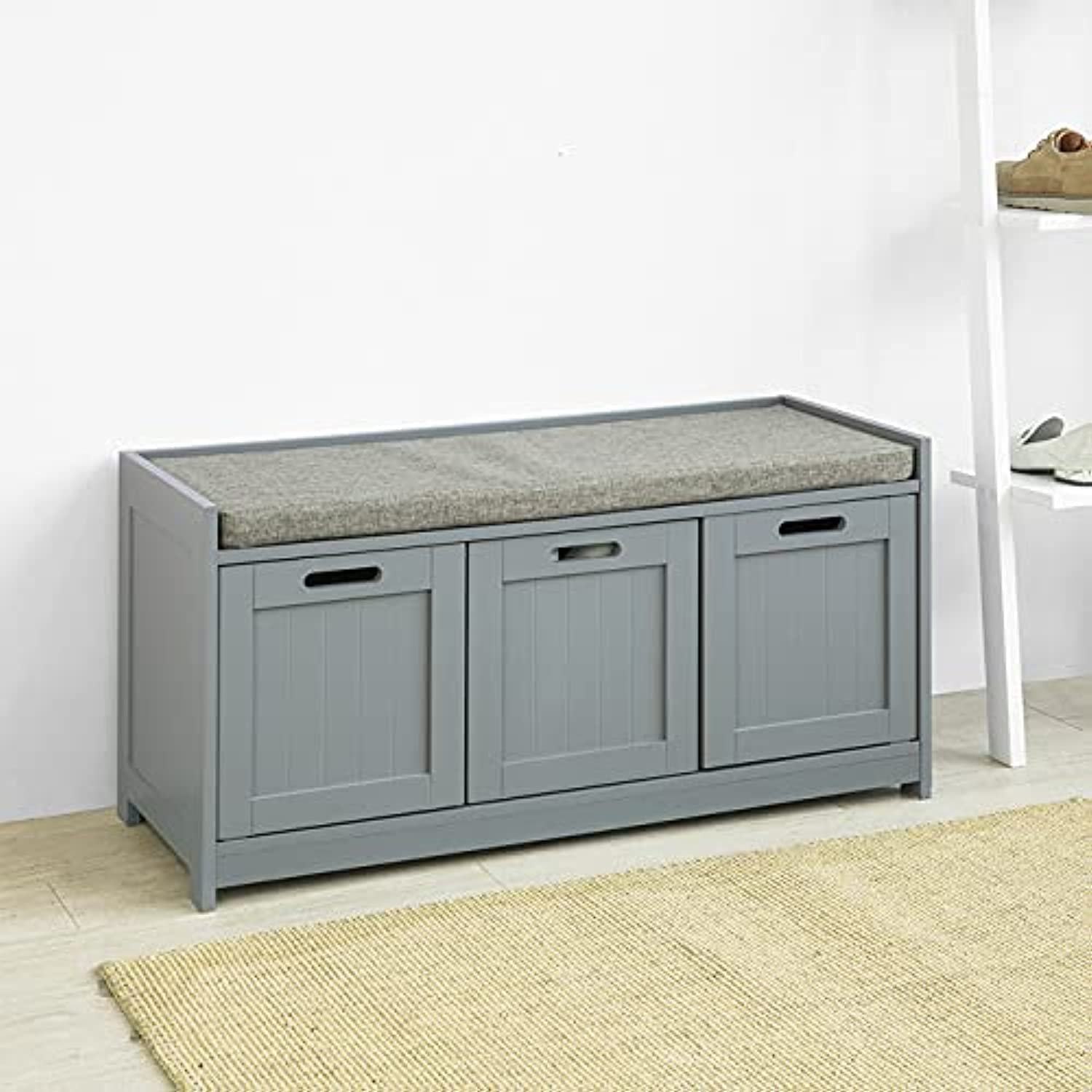 Wildon Home® Grey Storage Bench With 2 Cabinets, 1 Drawer & Seat ...