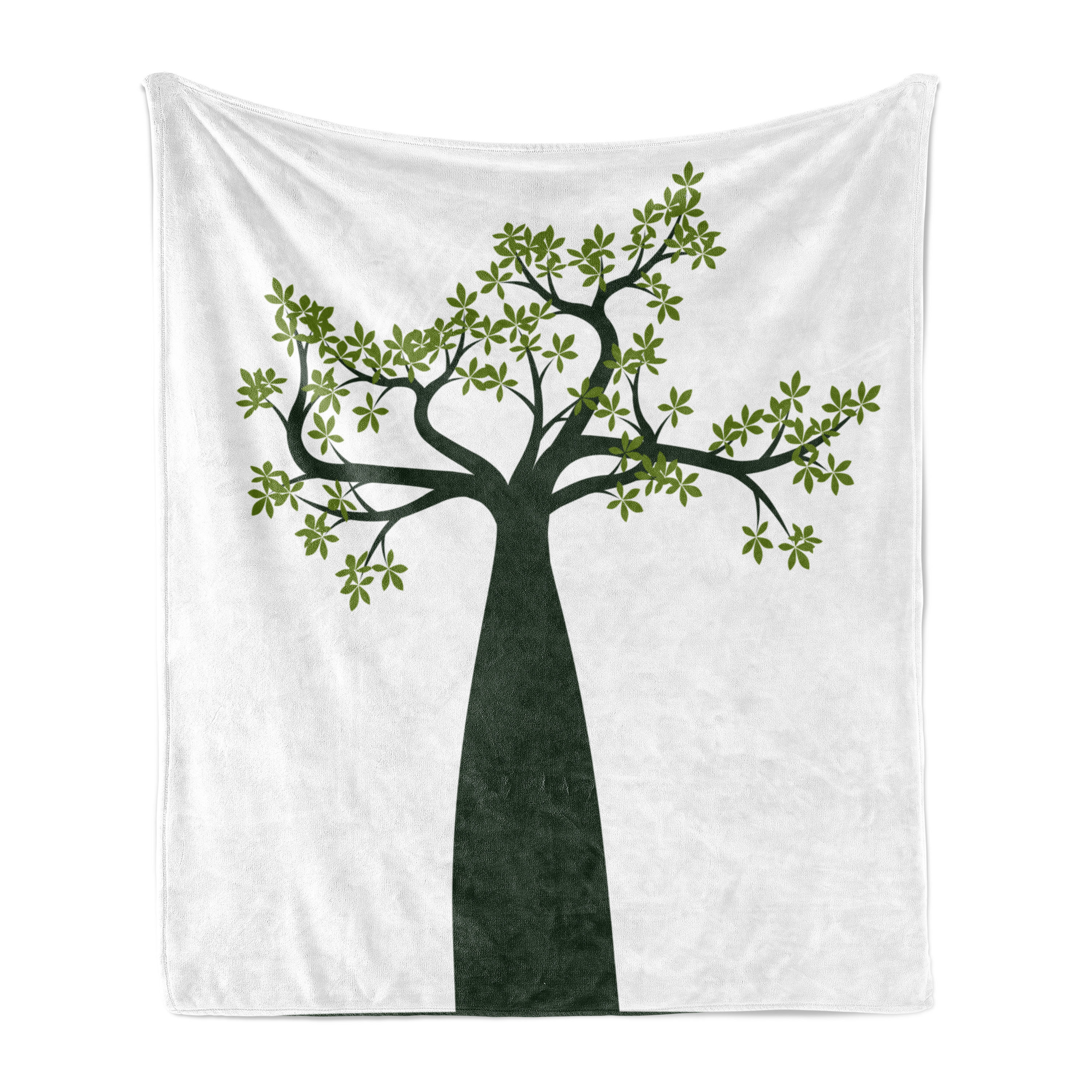 Ambesonne Tree Fleece Throw Blanket Baobab Endemic Botany Garden Green ...