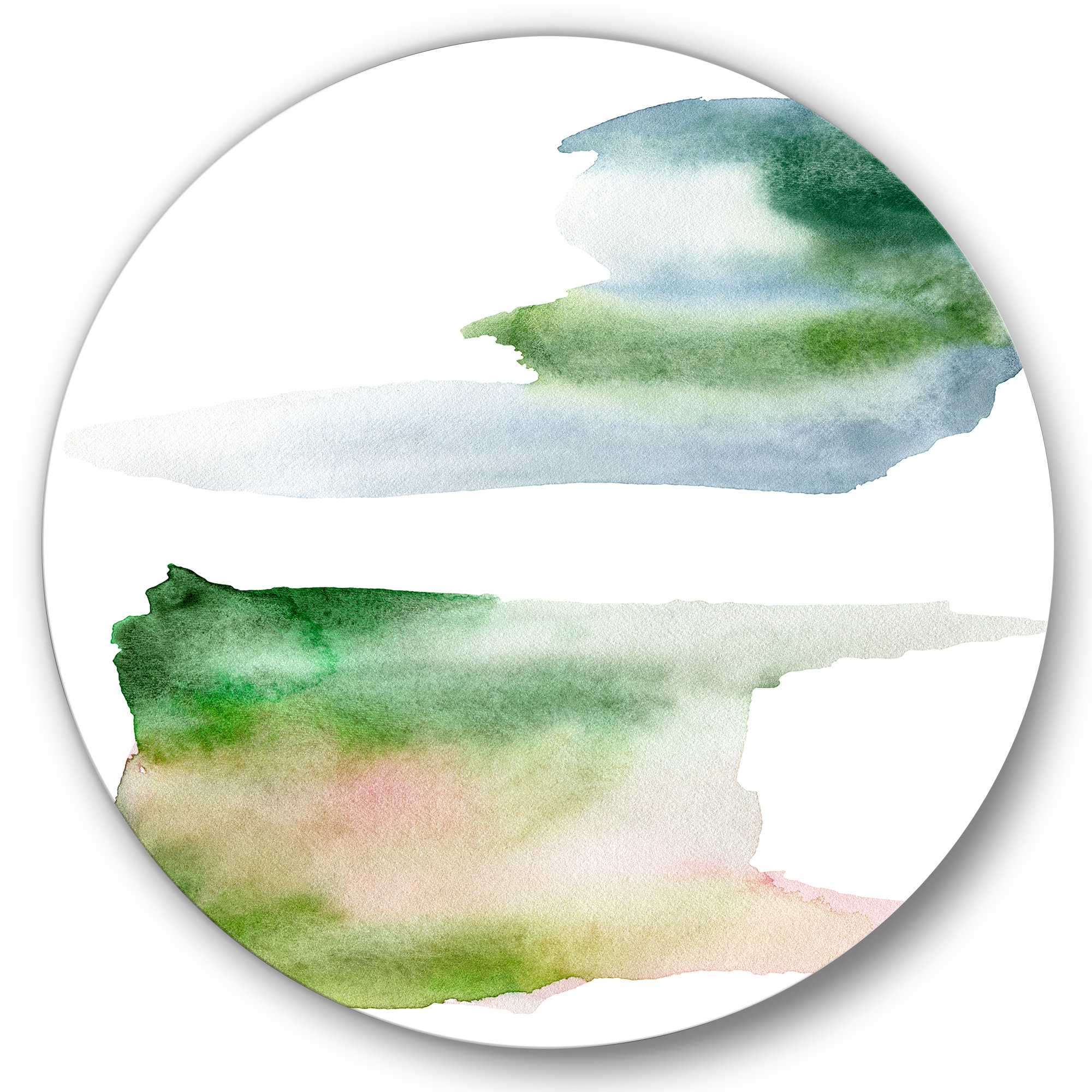 East Urban Home Blue Pink And Green Spots Clouds - Modern Metal Circle ...