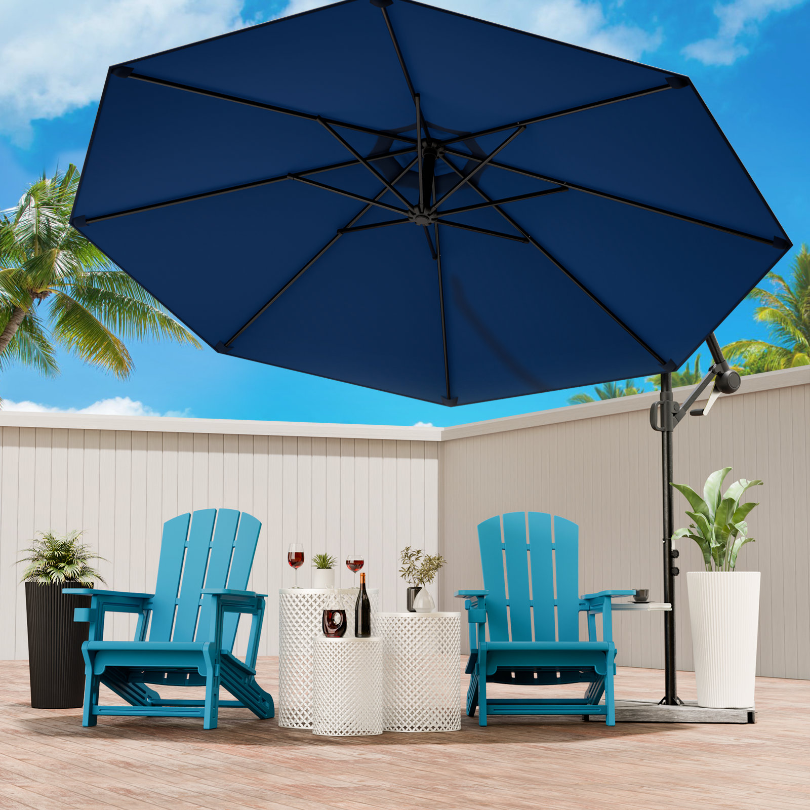 Arlmont & Co. 360° Rotating Cantilever Patio Umbrella With UV-Resistant ...