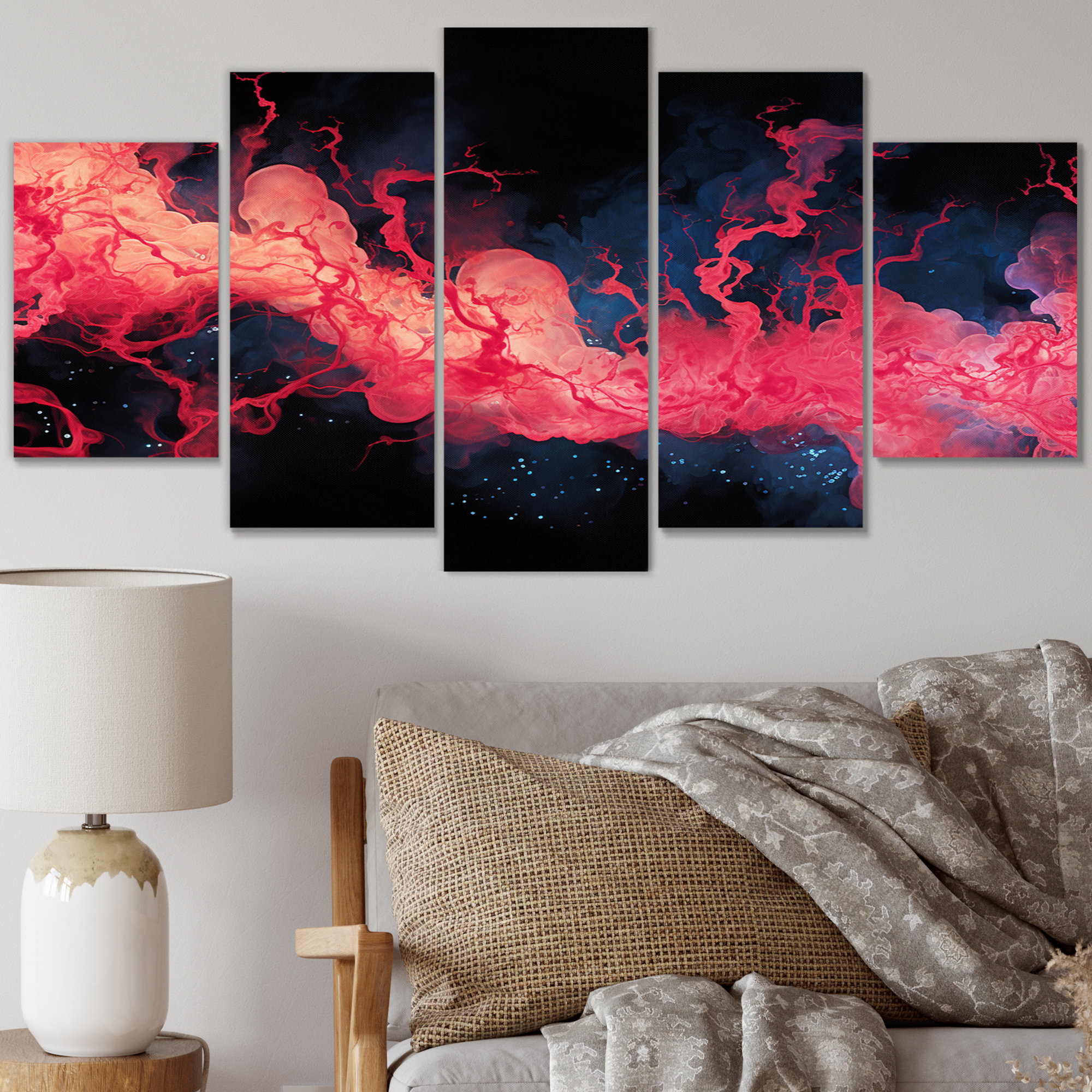 Ivy Bronx Liquid Ink Immersion Red On- Abstract Liquid Ink Wall Art ...