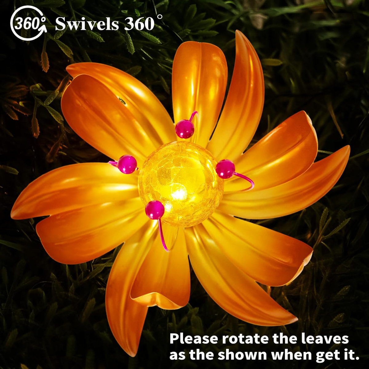 Bungalow Rose Solar Powered Metal Flower Windmill, Colorful Rotating ...