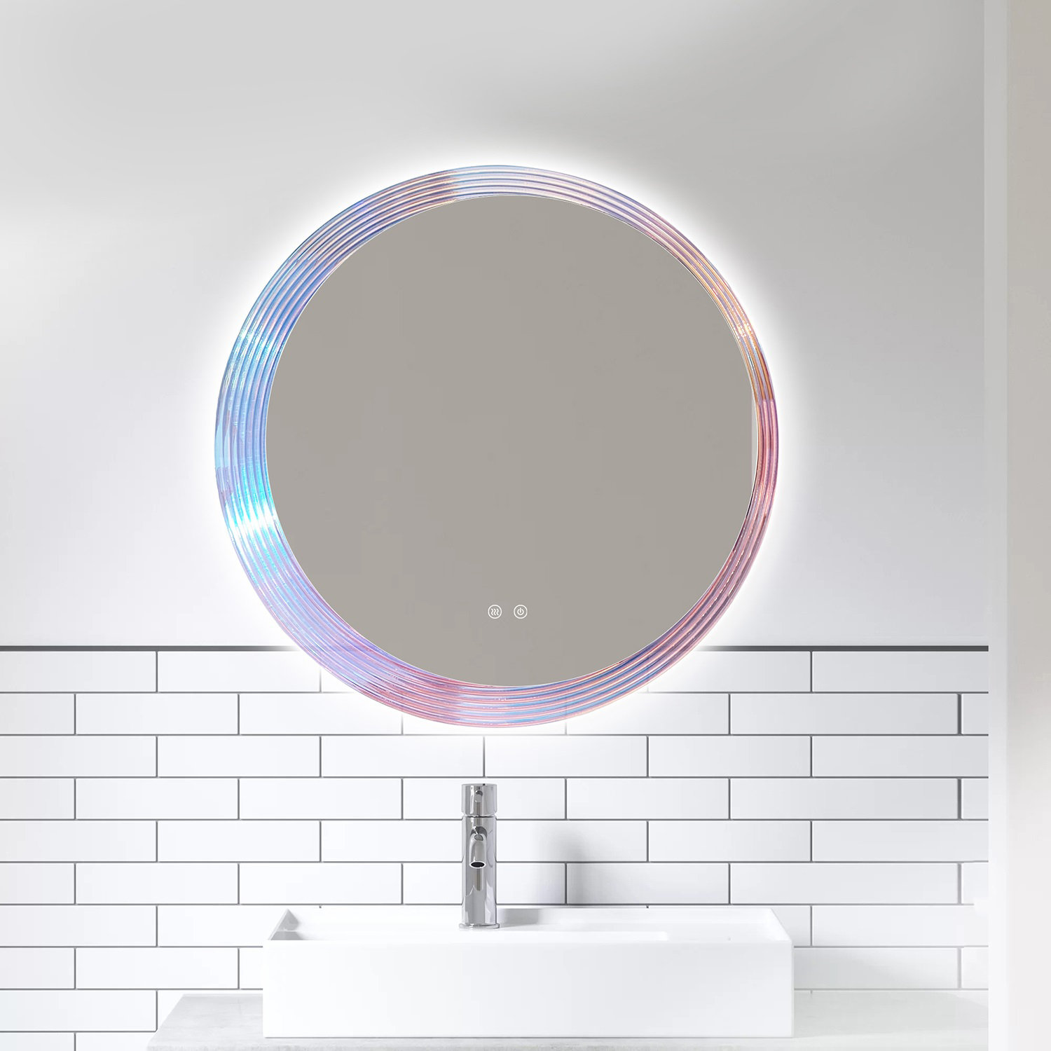 Wrought Studio™ Dimmable Round LED Wall Mounted Anti-Fog Bathroom ...
