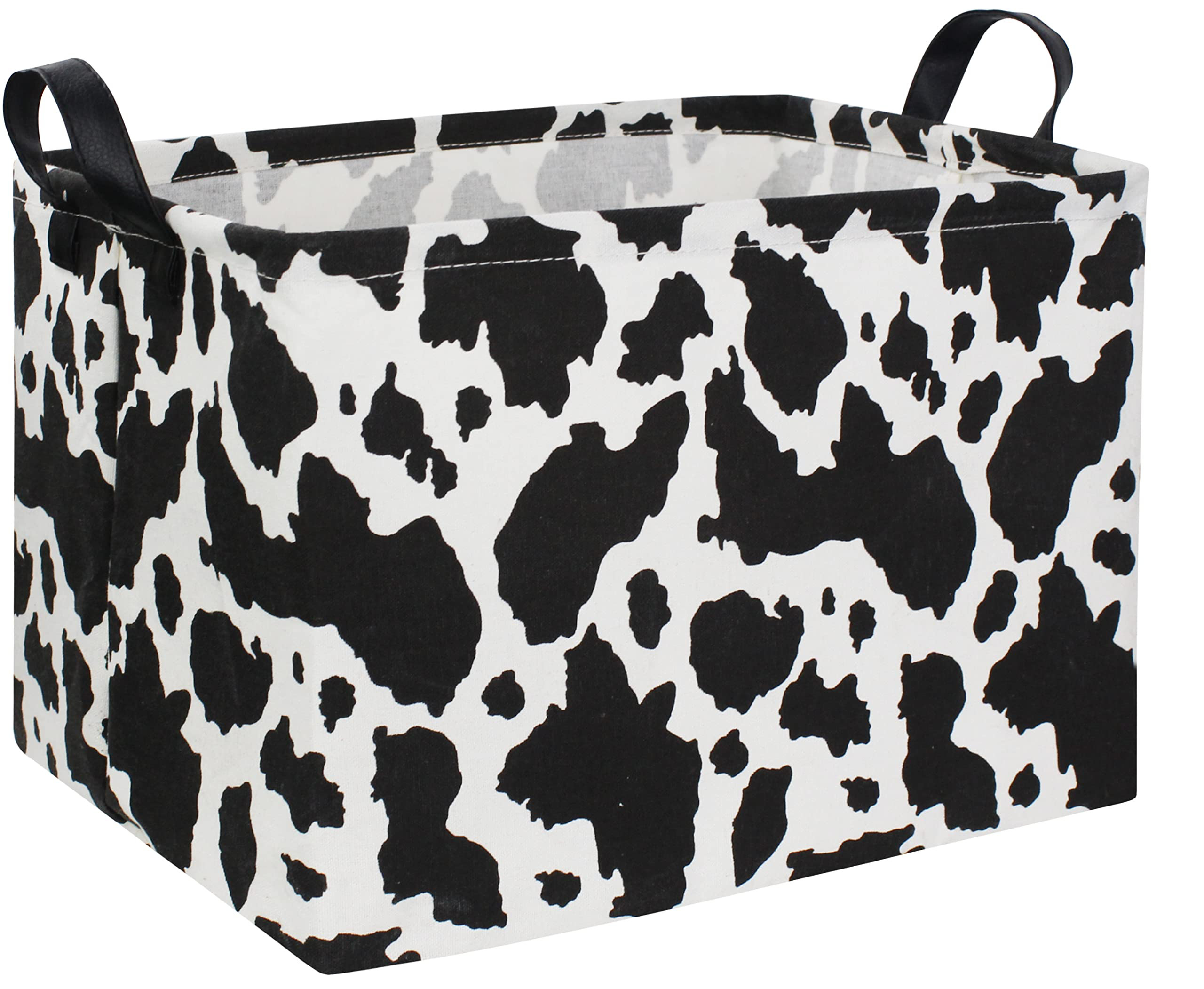 Gracie Oaks Rectangle Cow Basket Cow Print Storage Basket Cute Canvas ...