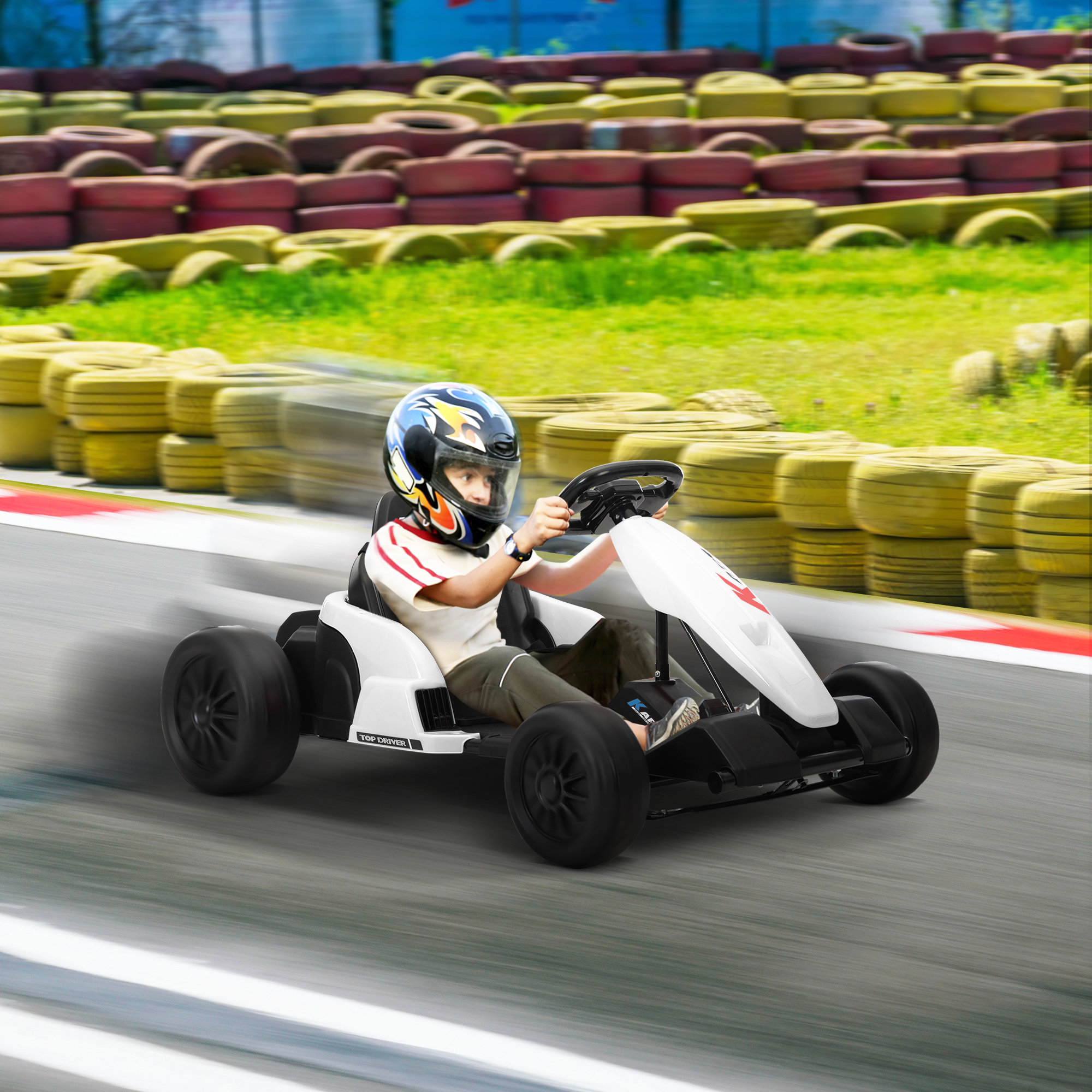 TOBBI_TOYS 24V Kids Power Wheels Ride on Toy Go Kart with MP3, Power ...