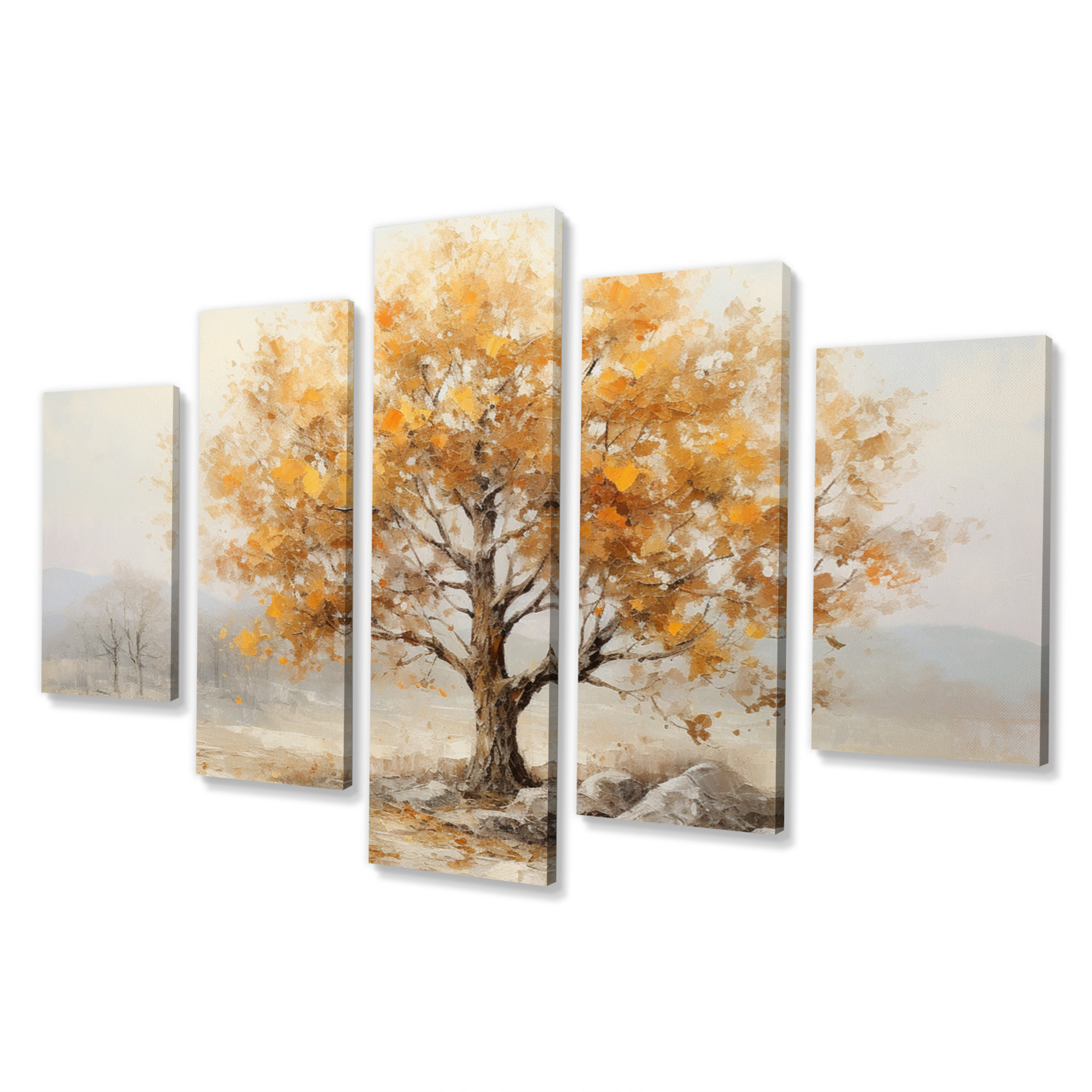 Winston Porter Minimalism Oak Tree Shimmering Autumn II - Floral Wall ...