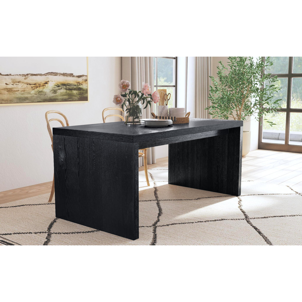 Joss & Main Gabler 64'' Ash Wood Waterfall Dining Table | Wayfair