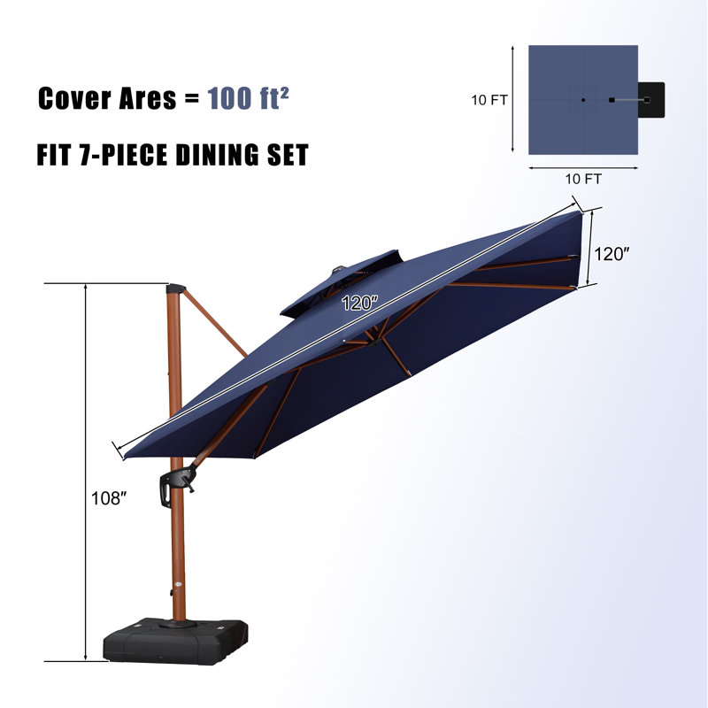 Canora Grey Waddell 120'' Square Cantilever Umbrella & Reviews | Wayfair