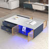 Ivy Bronx Modern Navy Coffee Table With 2 Glass Door Storage, 4 Drawers ...