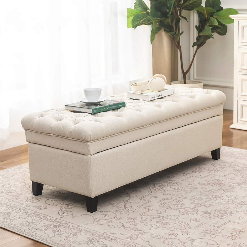 Charlton Home® Rodrick 47'' Wide Tufted Rectangle Storage Ottoman ...