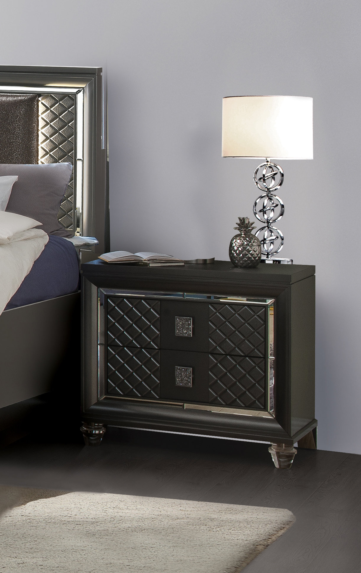 Everly Quinn Nightstand, Metallic Gray | Wayfair