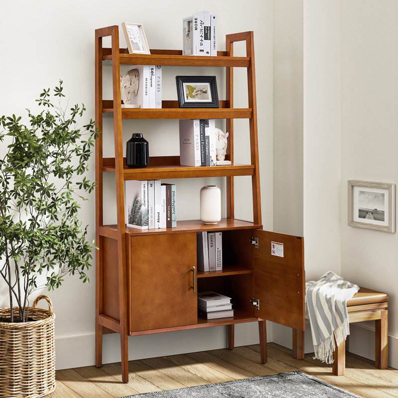 Wade Logan® Angelith 76'' H Ladder Storage Shelf Bookcase with Doors ...