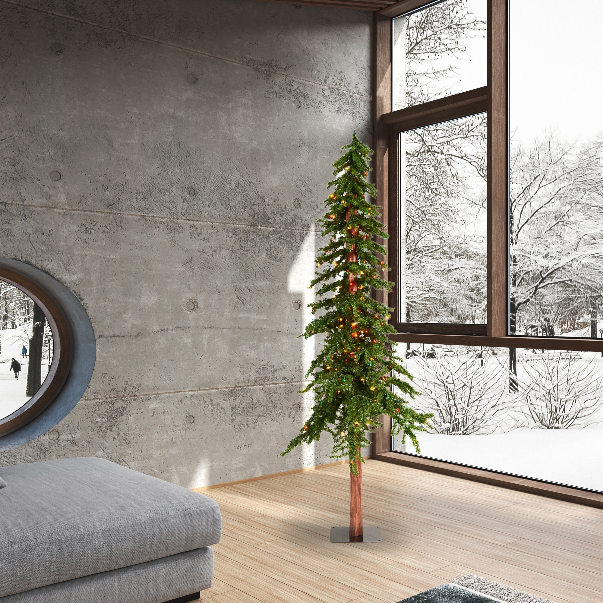 The Holiday Aisle® Natural Alpine Artificial Christmas Tree & Reviews ...