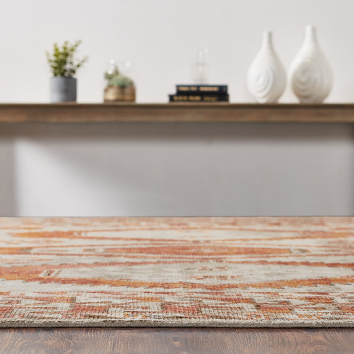 Madison Couture Rugs Tribal Elegance Orange/Rust/Grey Hand-Knotted Wool ...