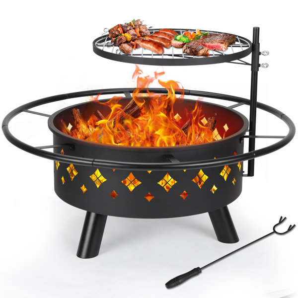 Arlmont & Co. Terrelle 33" Wood-Burning Outdoor Fire Pit, Wood Large ...